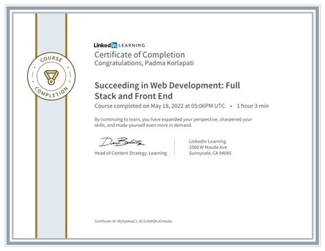 Padma Raja Sri Korlapati On Linkedin Certificate Of Completion