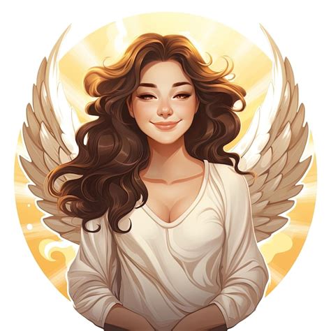 Premium Photo A Portrait Of A Woman With Angel Wings And A Golden Sun Behind Her