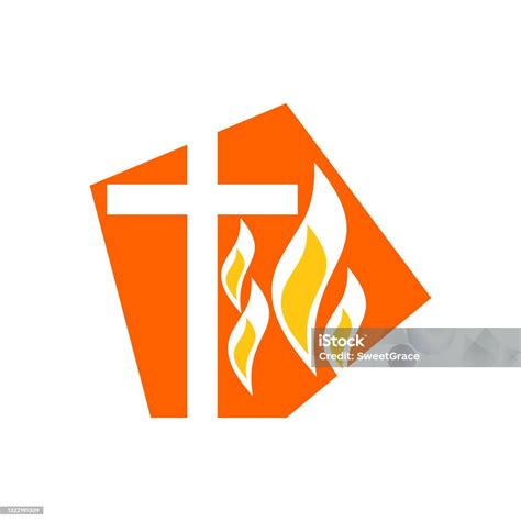 Illustration Chrétienne Logo De Léglise La Croix Et La Flamme De