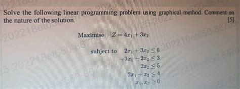 Solved Solve The Following Linear Programming Problem Using
