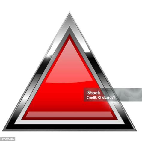 紅三角與大膽的鉻框架3d 閃亮圖示向量圖形及更多三角形圖片 三角形 剪裁圖 反射 Istock