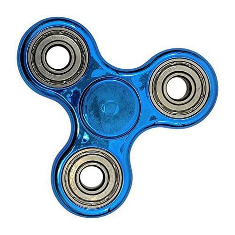 Tri Fidget Hand Spinner Metallic Blue Color Toy Stress Reducer Ball