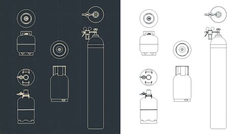 Premium Vector Gas Cylinders Blueprints Set