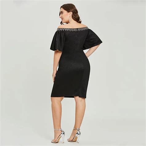 Dressv черное коктейльное платье дешевое с открытыми плечами длиной до ...