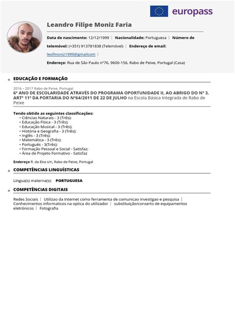 Cv Leandro Filipe Moniz Faria Pdf Pdf