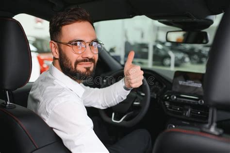 Transportation Vehicle And People Concept Male Car Driver Looking At