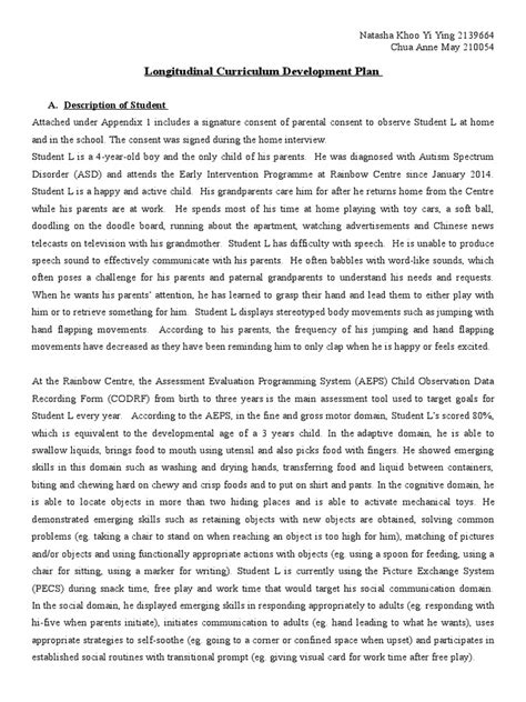 Natasha Khoo And Chua Anne May Assignment 1 Final Pdf Autism