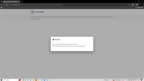 Vfs Payment Page Throwing Sql Exception And Stored Procedure Name
