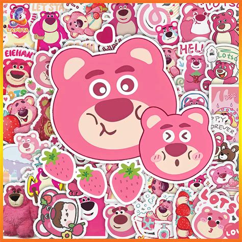 Set 48 Cái Sticker Gấu Dâu Chống Nước Hình Dán Lotso Bear Decal Gấu