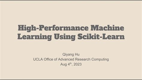 High Performance Machine Learning Using Scikit Learn Youtube