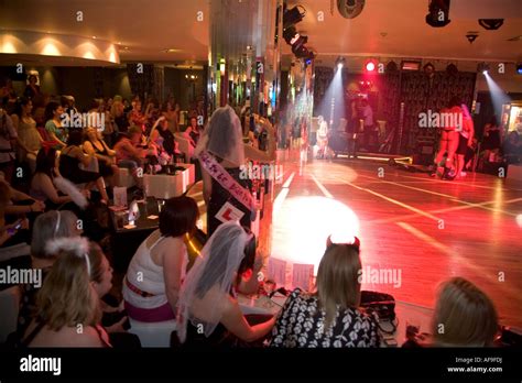 Girls Enjoying Male Strip Tease On Hen Night At Club In Birmingham Midlands England Rd June