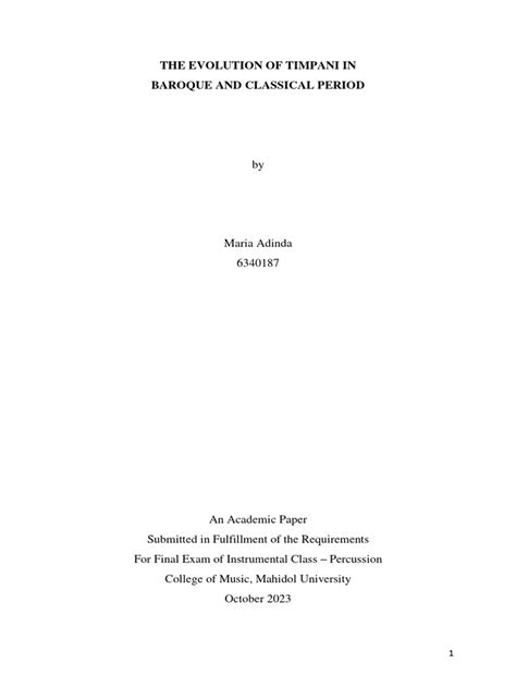 Evolution Of Timpani Pdf Classical Period Music Classical Music