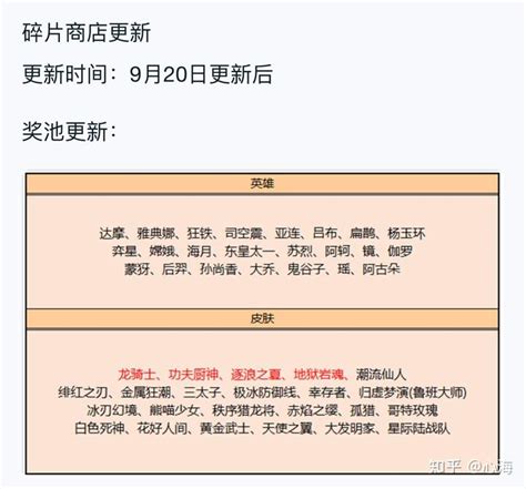 2023年王者荣耀碎片商店更新 知乎