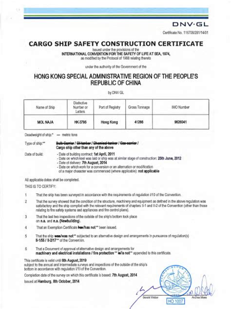 310 Cargo Safety Construction Certificate Pdf