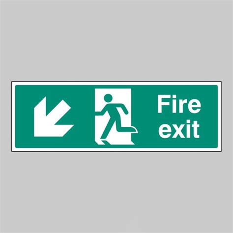 Fire Exit Down And Left Safety Signs Solutions