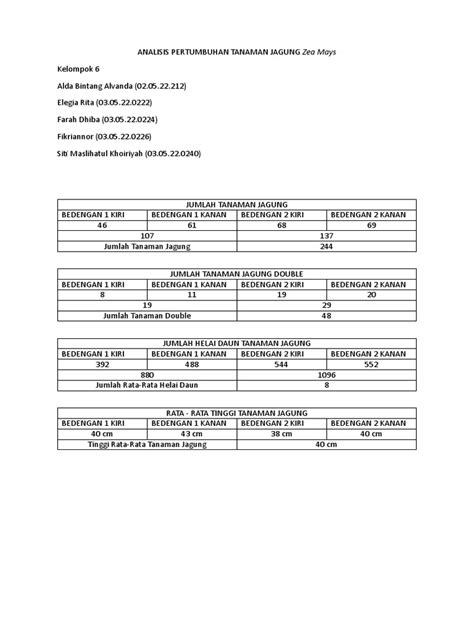 Kelompok 6 Analisis Pertumbuhan Tanaman Jagung Zea Mays Pdf