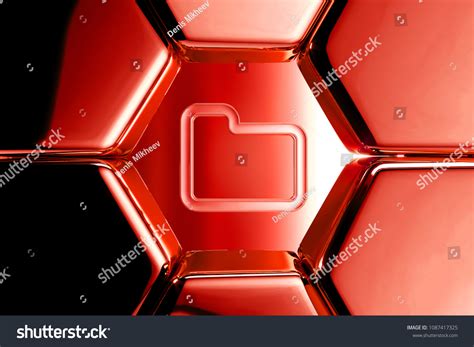 Red Glossy Folder Icon Metalic Honeycomb Stock Illustration 1087417325