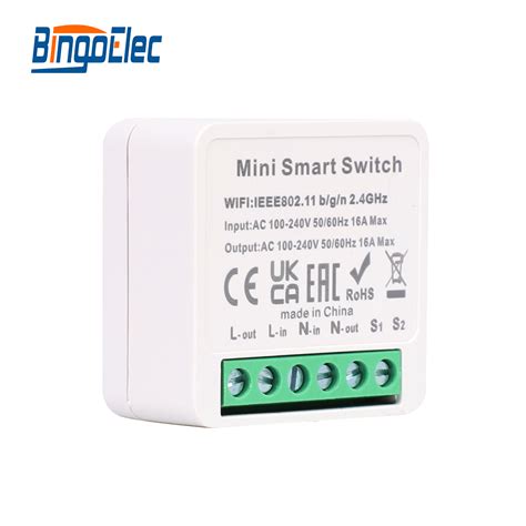 Bingoelec WiFi MiNi Smart Switch Tuya 16A 2 Way Control Timer Wireless Switch Work With Alexa