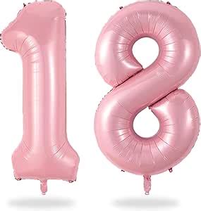 Pink 18 Balloon Number 40 Inch Large Pearl Pink Number 18