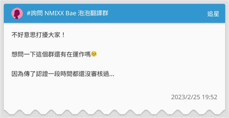 詢問 Nmixx Bae 泡泡翻譯群 追星板 Dcard