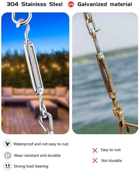 Crrynuo Spanschroef Spanner Draadspanner M5 Haak 304 Roestvrij Stalen Bol