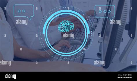 Image Of Ai Data Processing And Brain Over Diverse People Using Computers Global Artificial