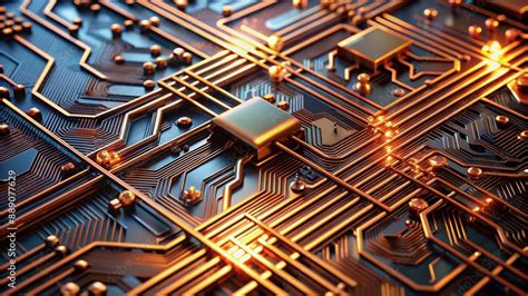 Vibrant Copper Pathways Weave Through A Complex Lattice Of Microchips