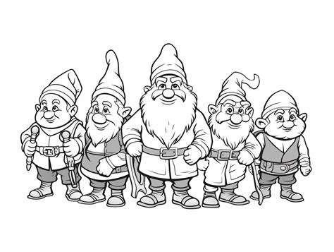 Friendly Seven Dwarfs Coloring Coloring Page
