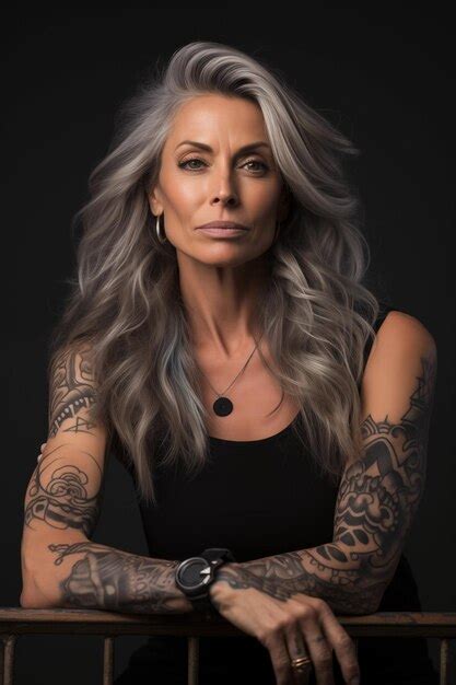 Premium Ai Image Athletic Midaged Female With Tattoos All Over