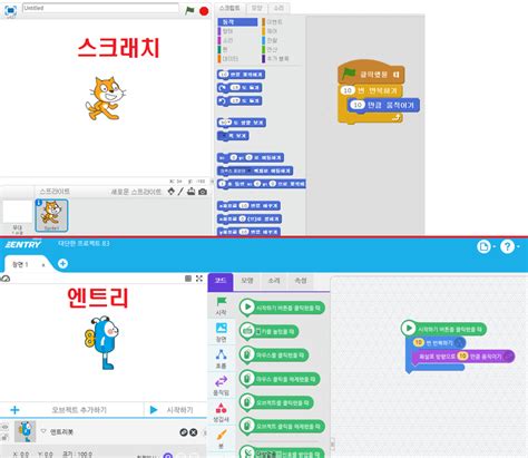 Sw교육 엔트리와 스크래치 비교 네이버 블로그