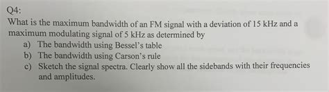 Solved What Is The Maximum Bandwidth Of An Fm Signal With A