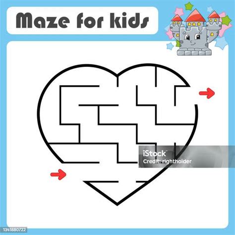추상 미로 아이들을위한 게임 아이들을위한 퍼즐 만화 스타일 미로 수수께끼 색상 벡터 그림입니다 올바른 경로를 찾습니다 귀여운 캐릭터 0명에 대한 스톡 벡터 아트 및 기타
