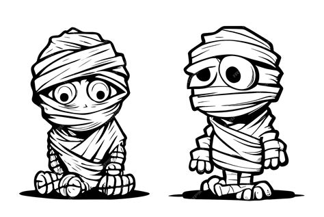 Premium Vector Mummy Halloween Cartoon Hand Drawn Sketch Illustration