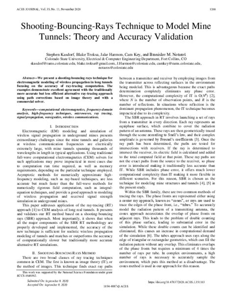 pdf shooting bouncing rays technique to model mine tunnels theory