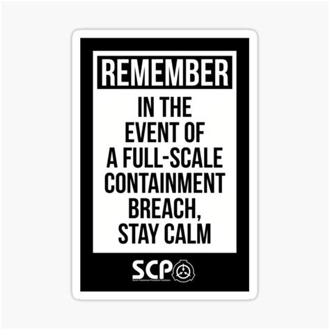 SCP Warning Poster Containment Breach Sticker By Raildur Redbubble