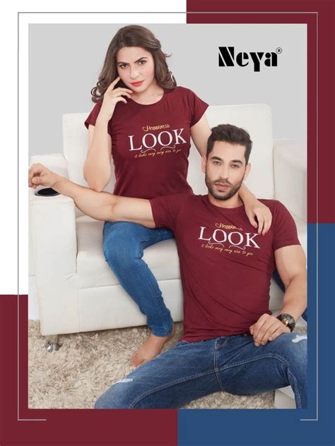 Half Sleeve Printed Couple T Shirt Pair Casual Wear Size Large At
