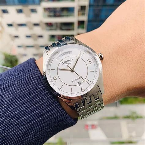 Đồng Hồ Nam Tissot Automatic Day Date T0384301103700 Màu Trắng Bạc