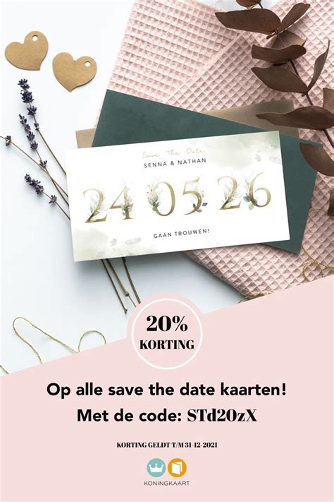 Botanische Save The Date Kaart Met Datum En Bladeren Kaarten Kaarten Maken Verlovingskaarten