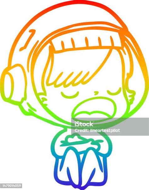 Dessin Au Trait Dégradé Arcenciel Dun Astronaute Parlant De Dessin