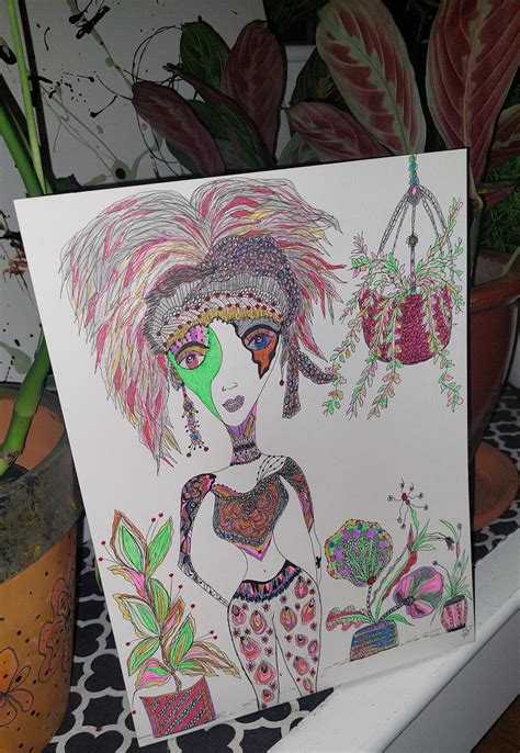 Original Illustration Plant Mom Wall ART Niche Fun Wall Decor Plants