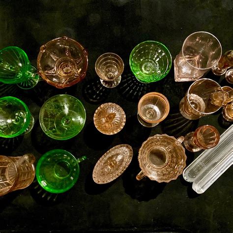 Green Glass Dishes Etsy