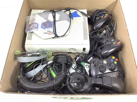 Lot Xbox 360 Console Controllers Cables Headphones