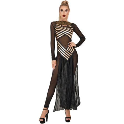 Womens Party Halloween Sexy Golden Egyptian Goddess Cleopatra Dress