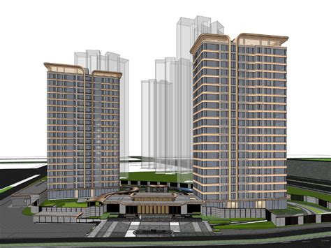 建发朗云示范区 高层住宅SU模型下载 素模网 站酷ZCOOL