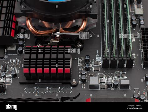 Computer Motherboard With A View Of Parts And Components Stock Photo Alamy