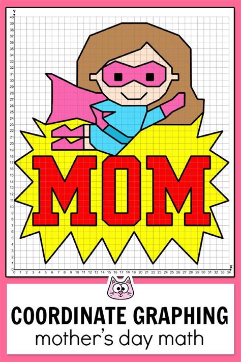 Mothers Day Coordinate Graphing Ordered Pairs Mystery Picture Superhero Mom Coordinate