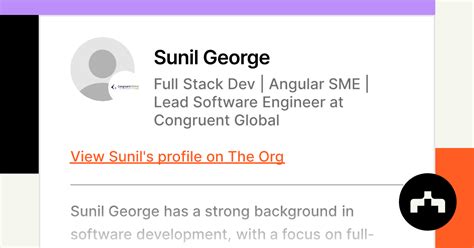 Sunil George Full Stack Dev Angular Sme Lead Software Engineer At Congruent Global The Org