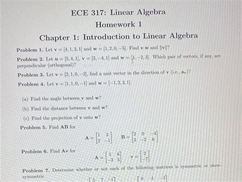 Solved Problem 1 Let V 4 1 3 1 And W 1 2 0 5 Find V Chegg Com