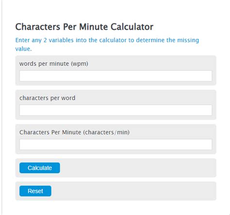 Characters Per Minute Calculator Calculator Academy