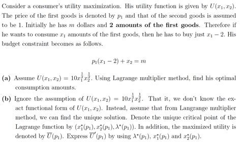 Consider A Consumer S Utility Maximization His Chegg